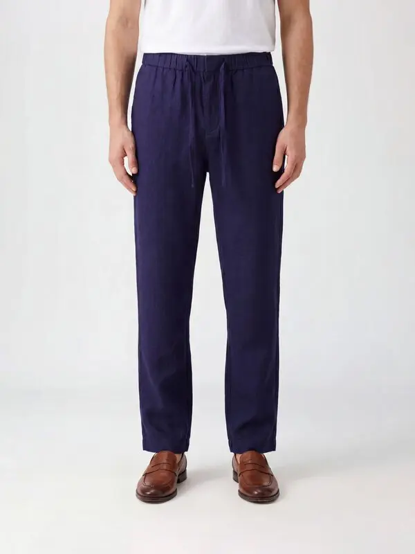 Frescobol Carioca Blue Linen Cotton Blend Trousers