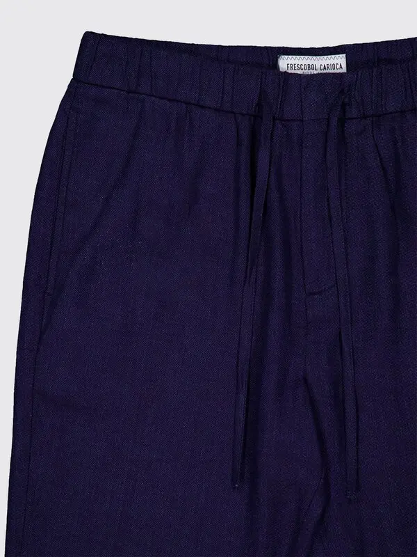 Frescobol Carioca Blue Linen Cotton Blend Trousers