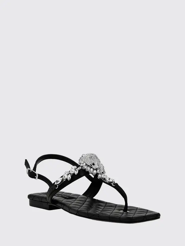 Philipp Plein Embellished Leather Thong Sandals - Black