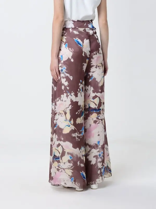 HANITA Printed Recycled Satin Palazzo Trousers - Ebony
