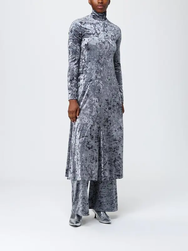 FORTE_FORTE Wide Leg Velvet Trousers - Grey