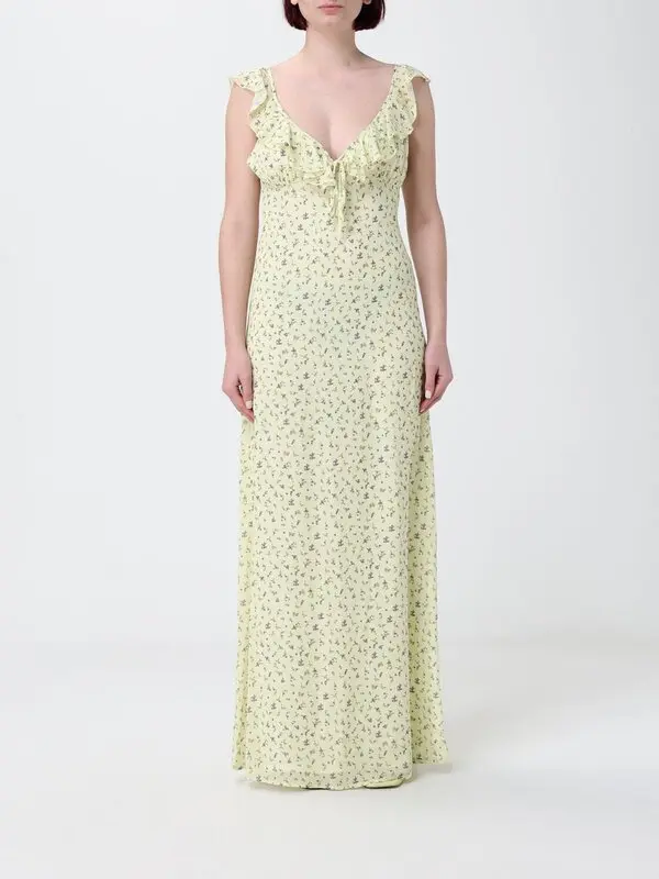 MAR DE MARGARITAS Long Dress In Printed Viscose - Yellow