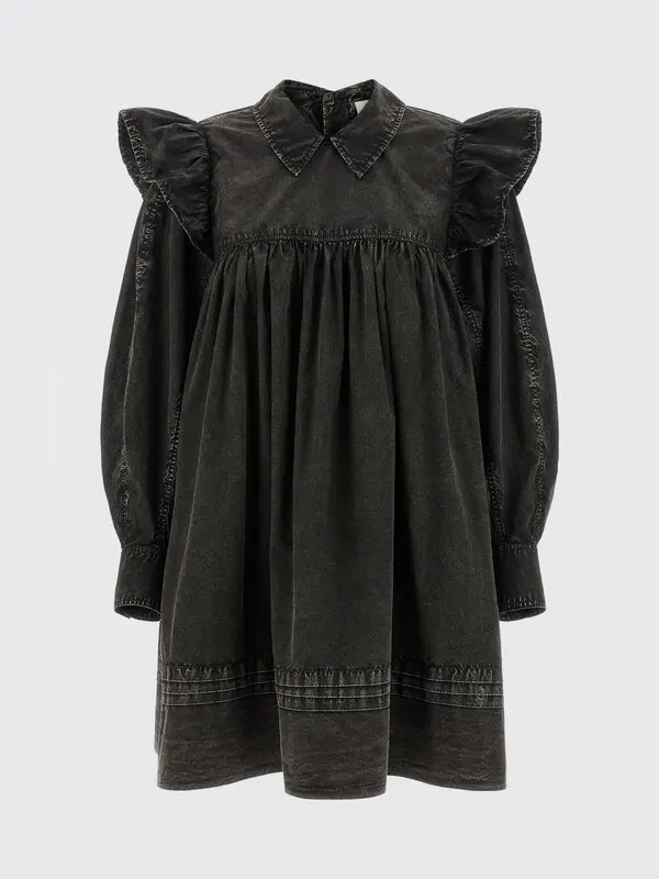 GANNI Organic Cotton Denim Flared Mini Dress