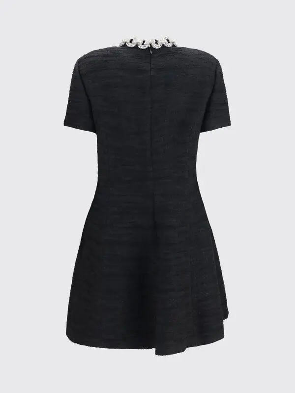 Valentino Garavani A-line Tweed Mini Dress With Rhinestone Embellishment - Black