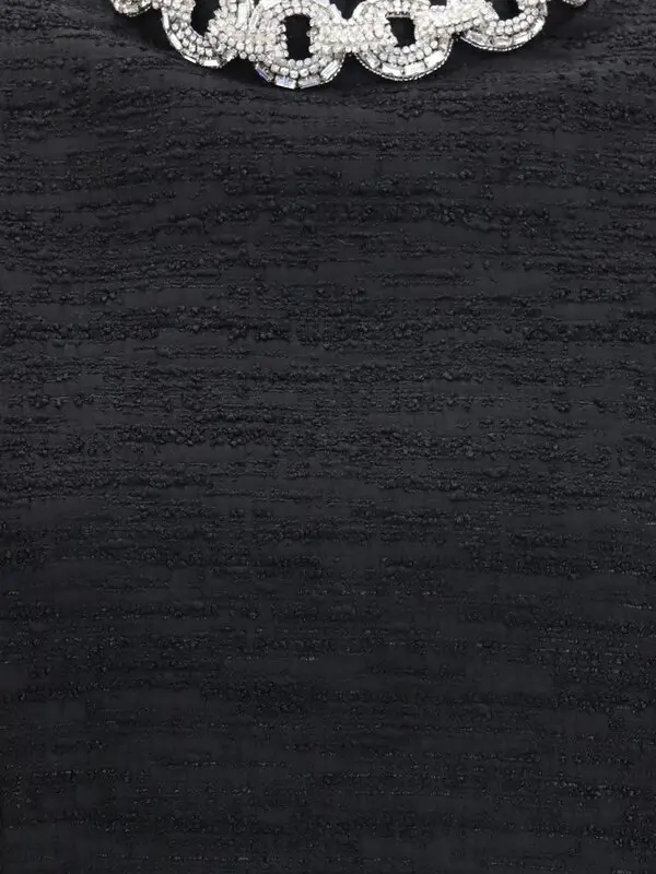 Valentino Garavani A-line Tweed Mini Dress With Rhinestone Embellishment - Black