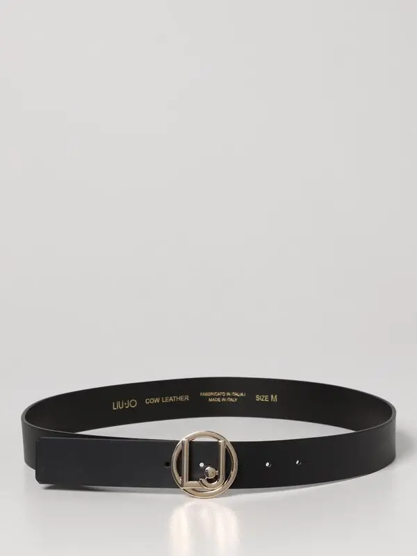 Liu Jo Leather Belt With Gold Tone Logo Buckle