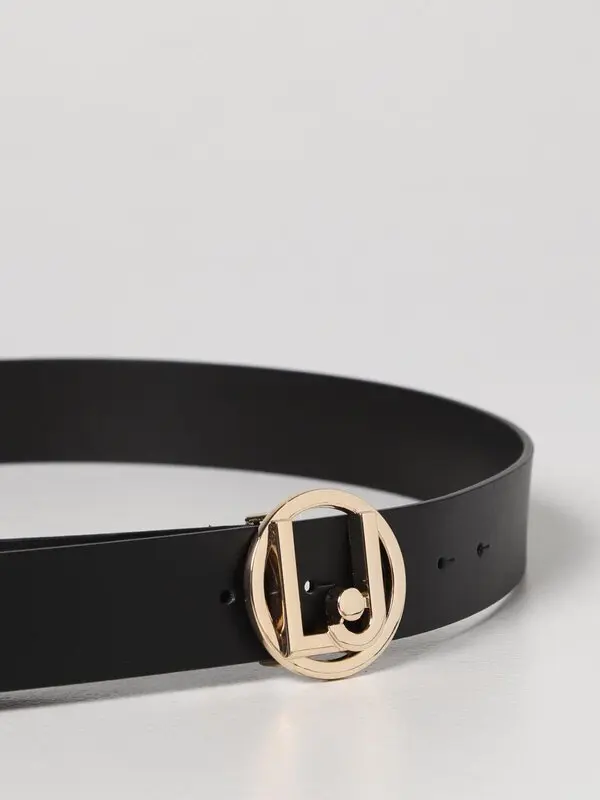 Liu Jo Leather Belt With Gold Tone Logo Buckle