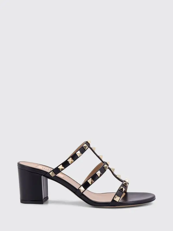 Valentino Garavani Studded Leather Mule Sandals - Black