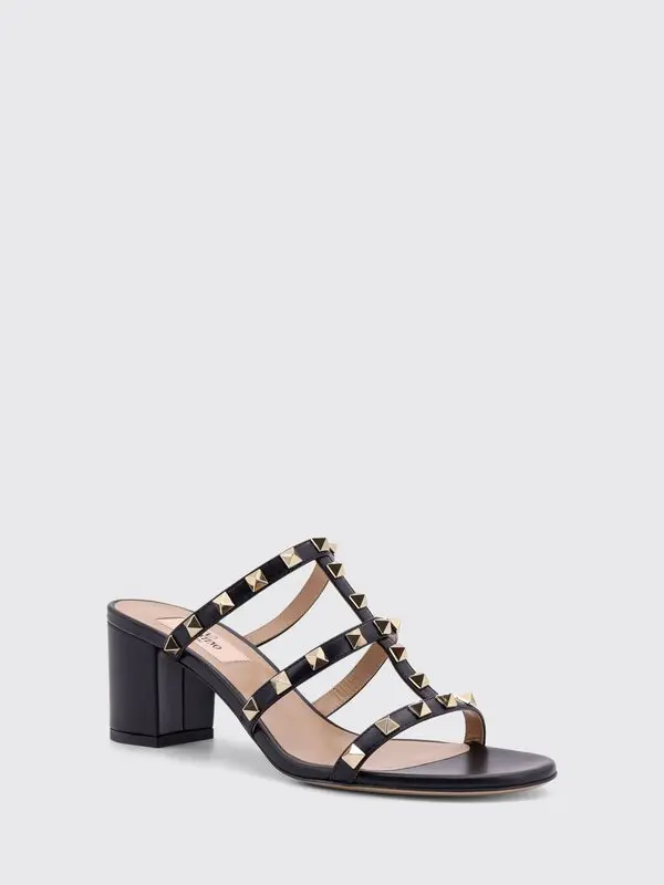 Valentino Garavani Studded Leather Mule Sandals - Black