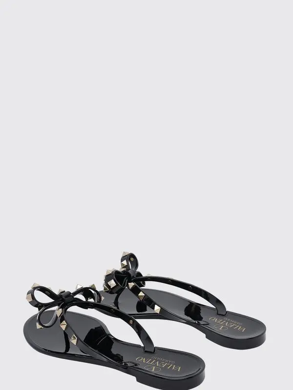 Valentino Garavani Rockstud Embellished Rubber Thong Sandals - Black