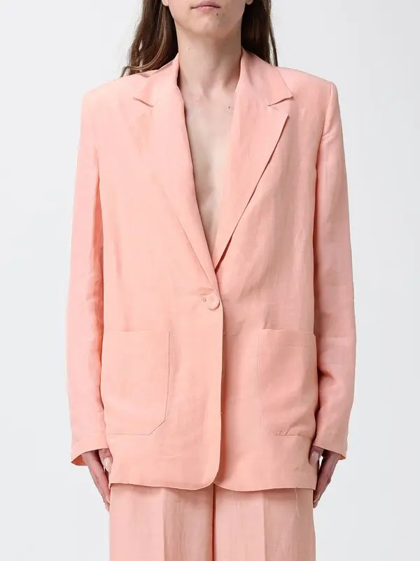 HANITA Linen Blend Single-breasted Blazer - Pink