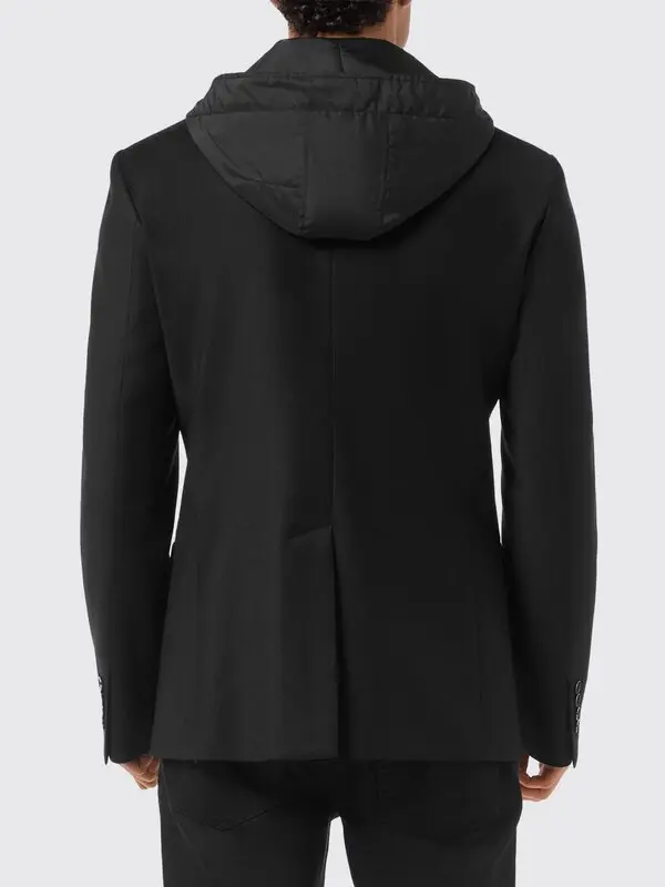 BILLIONAIRE Single-breasted Hooded Blazer - Black