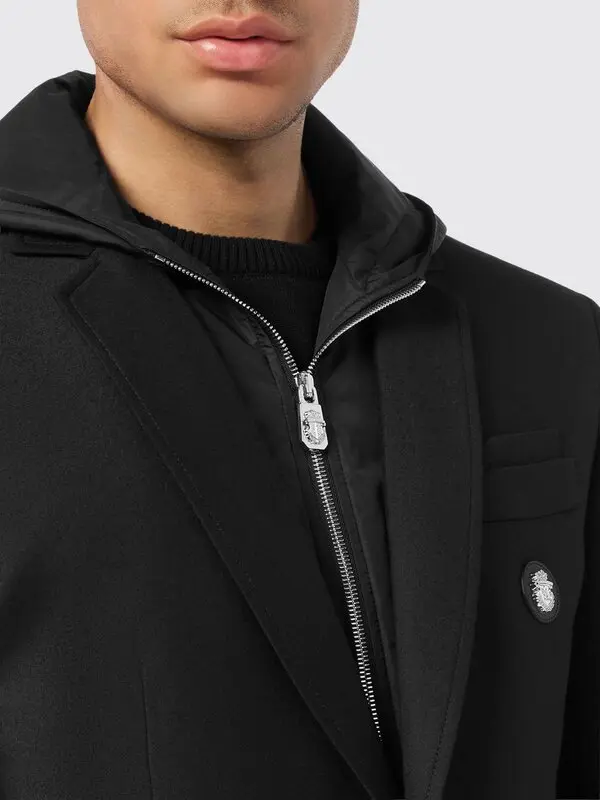 BILLIONAIRE Single-breasted Hooded Blazer - Black