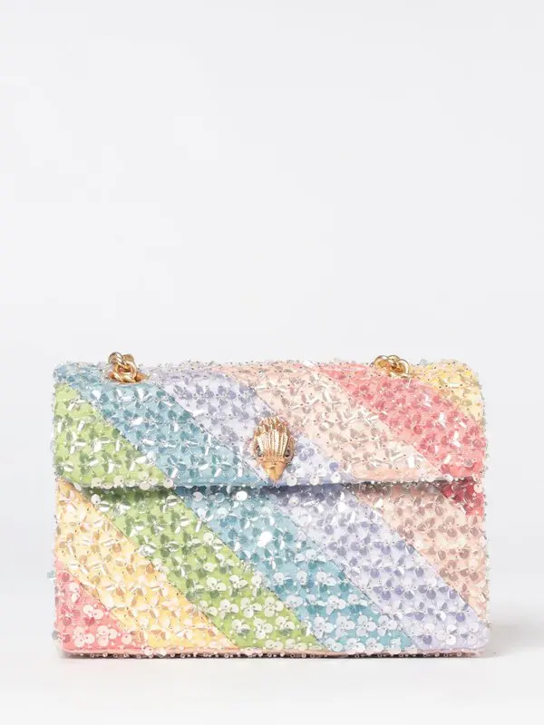 Kurt Geiger Kensington Bag In Striped Canvas With Sequins And Embellishments