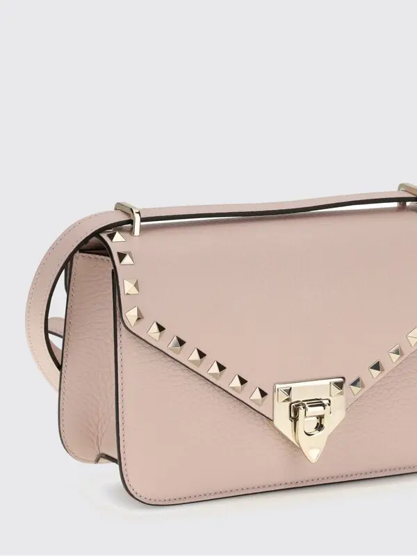 Valentino Garavani Rockstud Grained Calfskin Mini Crossbody Bag - Pink