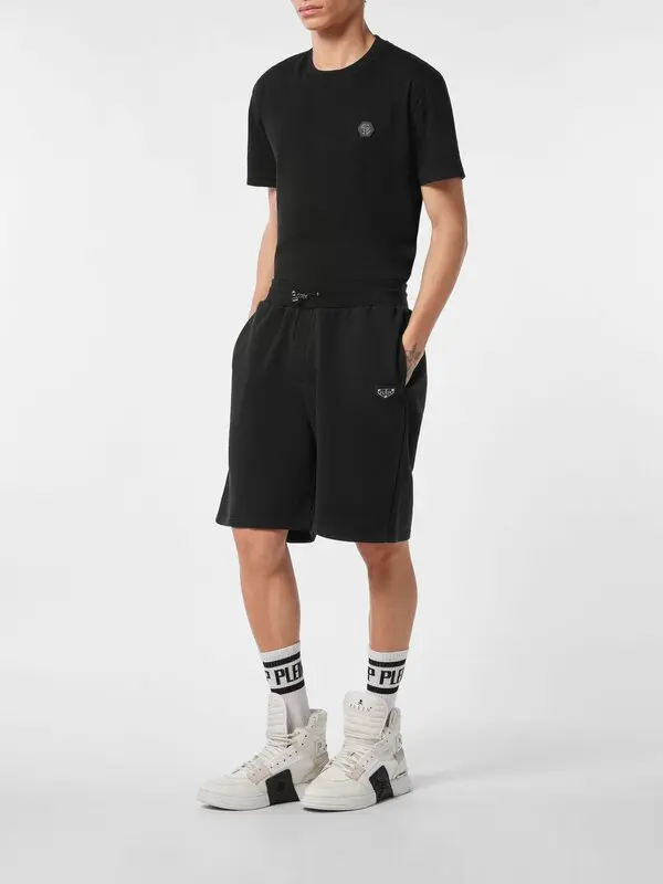 Philipp Plein Jersey Sport Shorts With Drawstring And Metallic Logo