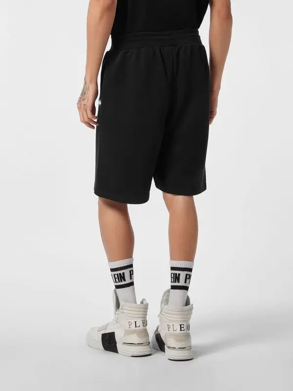 Philipp Plein Jersey Sport Shorts With Drawstring And Metallic Logo