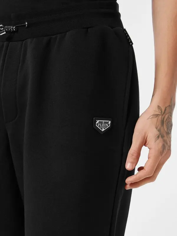Philipp Plein Jersey Sport Shorts With Drawstring And Metallic Logo