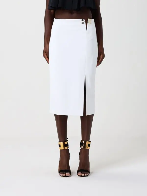 Elisabetta Franchi Logo Pencil Skirt - Ivory
