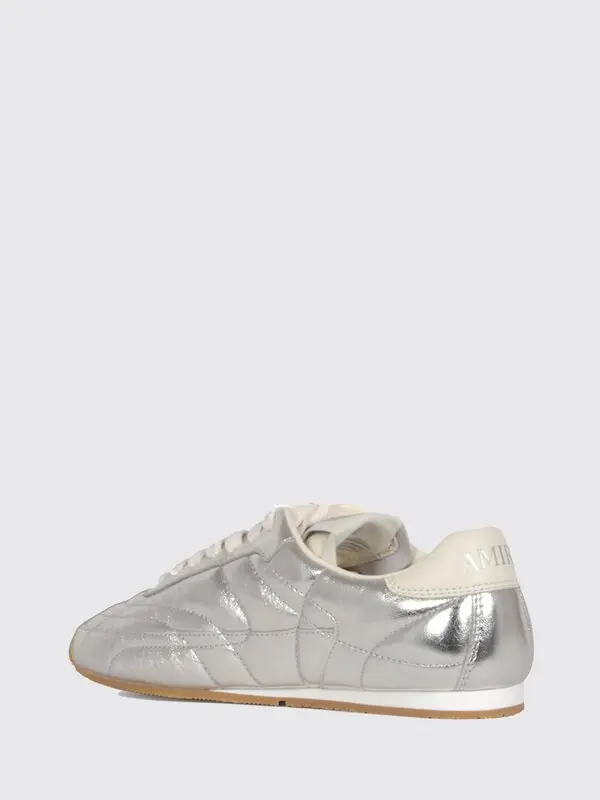 Amiri Pacific Football Slim Quilted Laminated Leather Sneakers - Silver
