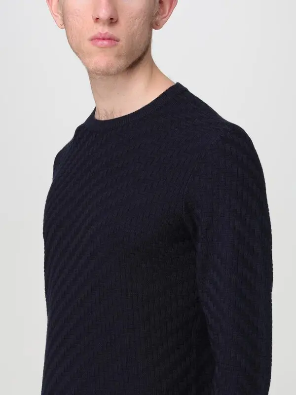 Emporio Armani Textured Knit Pullover - Blue