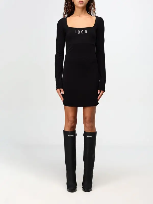Dsquared2 Iconic Embellished Long Sleeve Dress