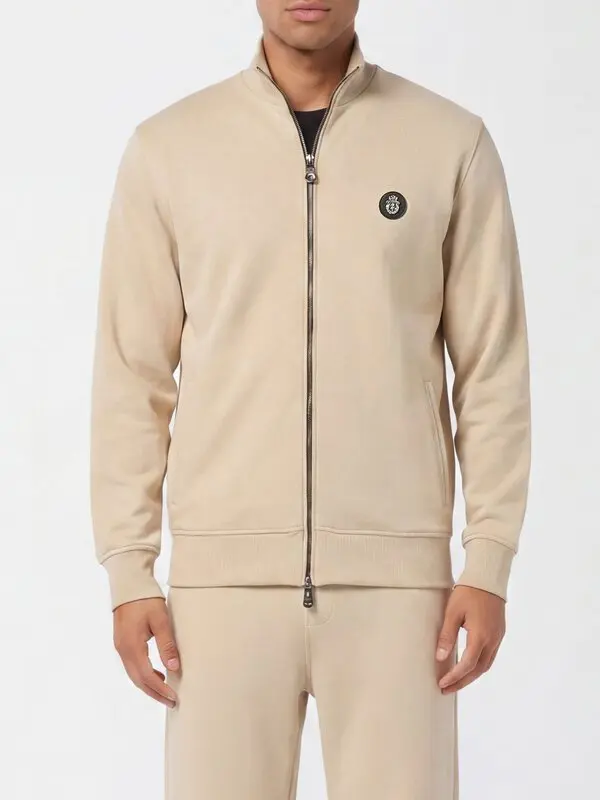 BILLIONAIRE Cotton Bomber Jacket With Logo - Beige