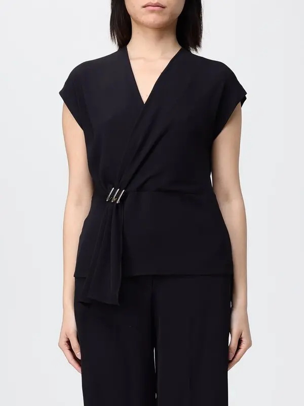 HANITA Crepe Top With Detail - Black