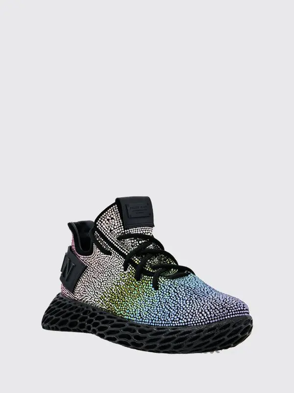 Philipp Plein Embroidered Rhinestone Leather Low-top Sneakers