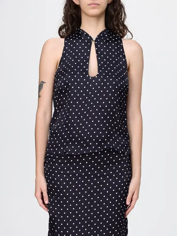 MAR DE MARGARITAS Polka Dot Satin Top - Blue