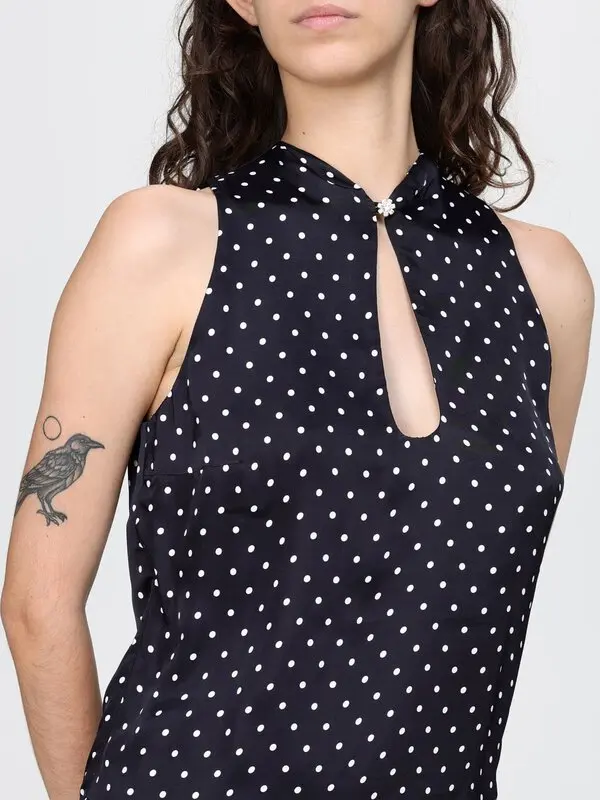 MAR DE MARGARITAS Polka Dot Satin Top - Blue