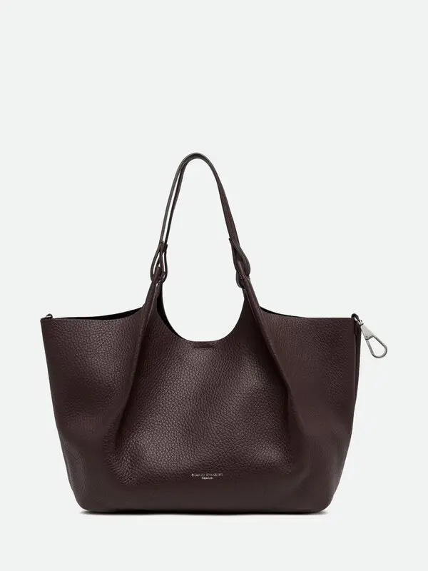 GIANNI CHIARINI Dua Grained Calfskin Leather Shoulder Bag - Brown