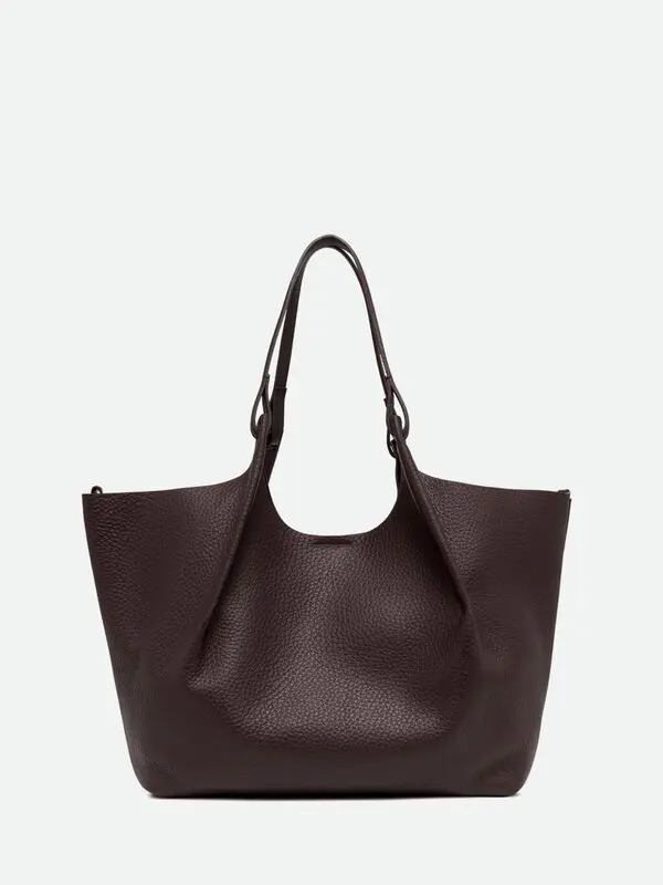 GIANNI CHIARINI Dua Grained Calfskin Leather Shoulder Bag - Brown