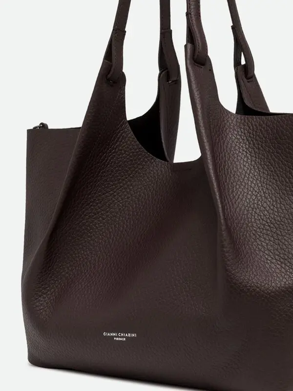 GIANNI CHIARINI Dua Grained Calfskin Leather Shoulder Bag - Brown