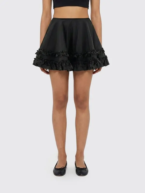 GANNI Crêpe Mini Skirt With Ruffles