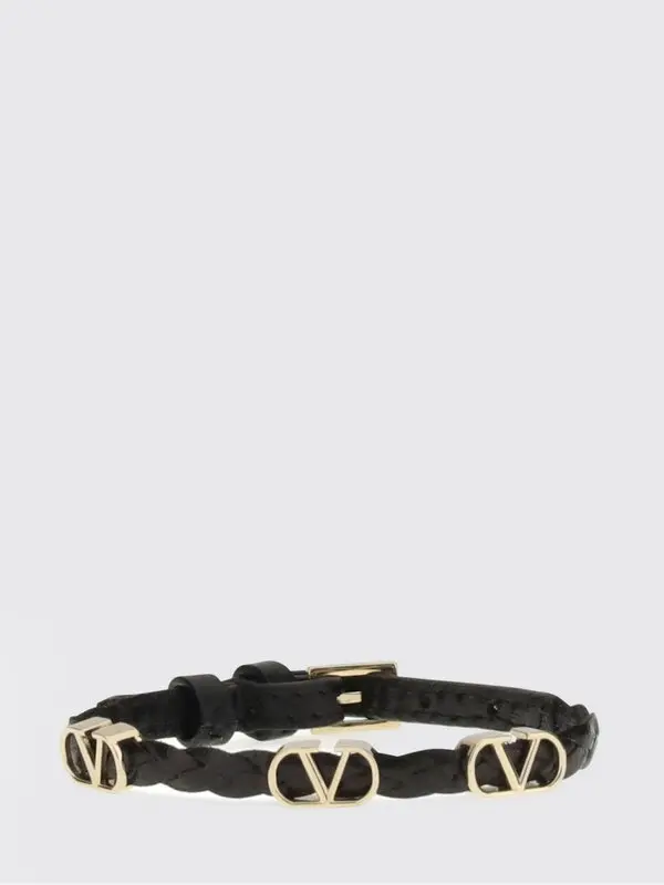Valentino Garavani Vlogo Signature Woven Calfskin Leather Bracelet - Black