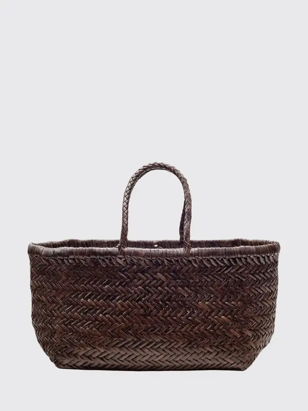 Dragon Diffusion Mini Flat Gora Bag In Woven Leather - Brown
