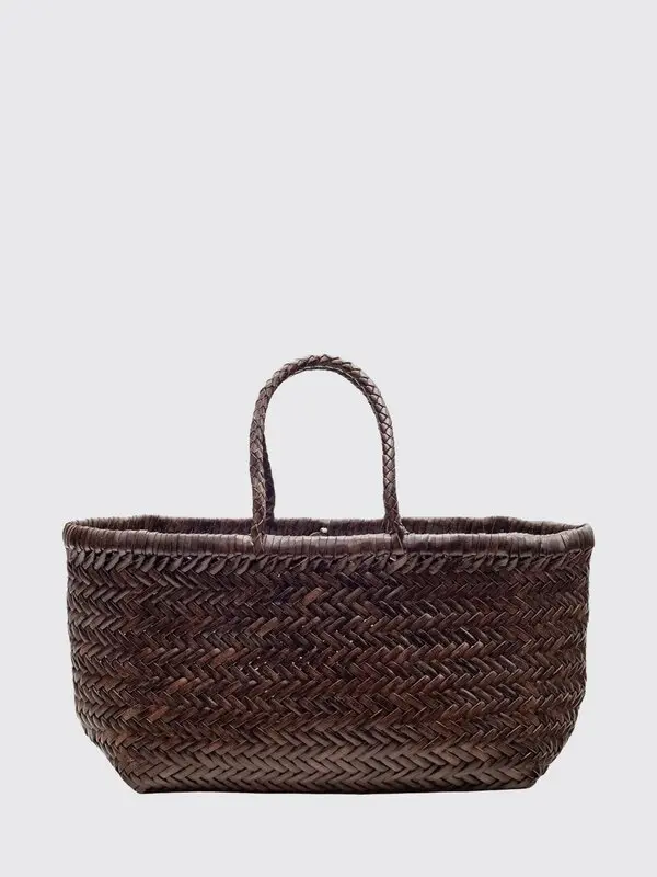 Dragon Diffusion Mini Flat Gora Bag In Woven Leather - Brown