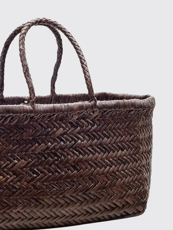 Dragon Diffusion Mini Flat Gora Bag In Woven Leather - Brown