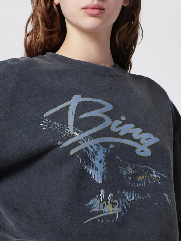 ANINE BING Cotton Crew Neck Sweatshirt With Logo Print