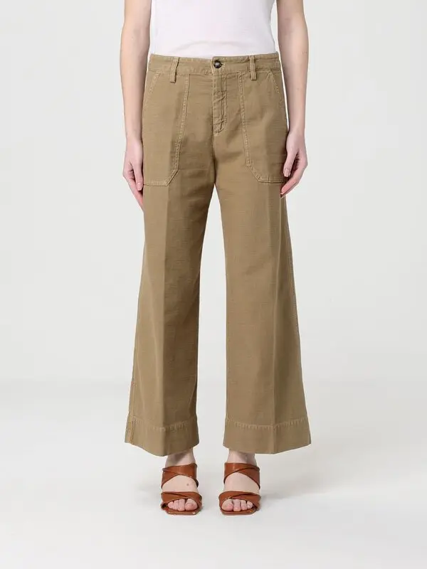MASON'S Cotton Wide Leg Trousers - Beige