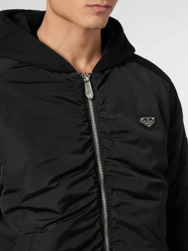 Philipp Plein Bomber Jacket With Hood - Black