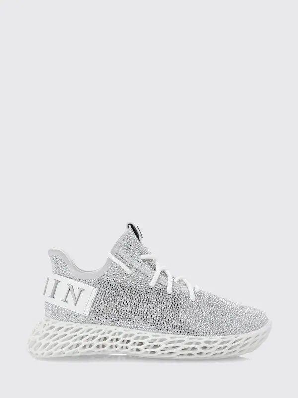 Philipp Plein Skeleton Runner Laminated Leather Sneakers With Crystals