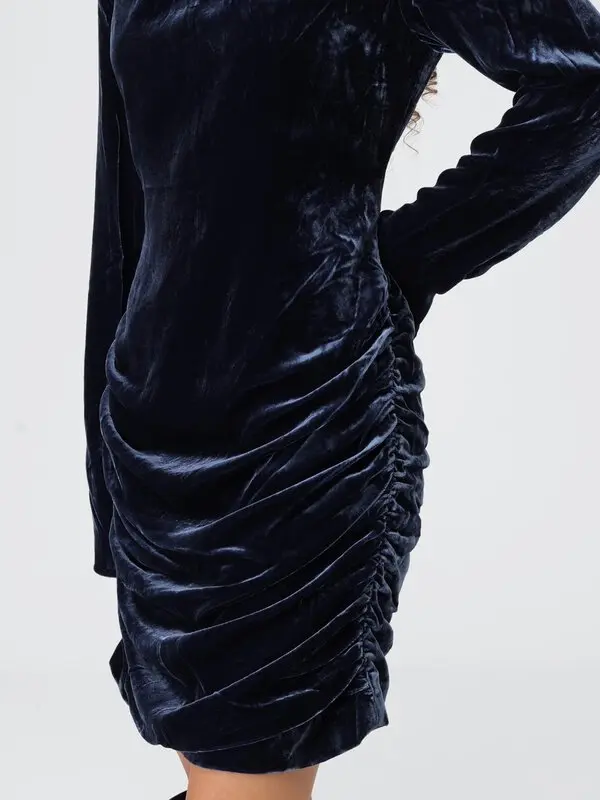 ROTATE BY BIRGER CHRISTENSEN Velvet Ruched Dress
