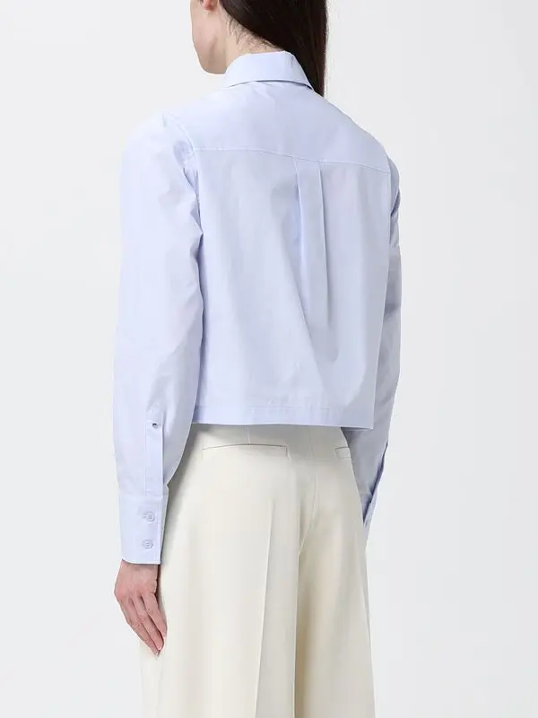Sportmax Cotton Shirt With Pleated Detail - Gnawed Blue
