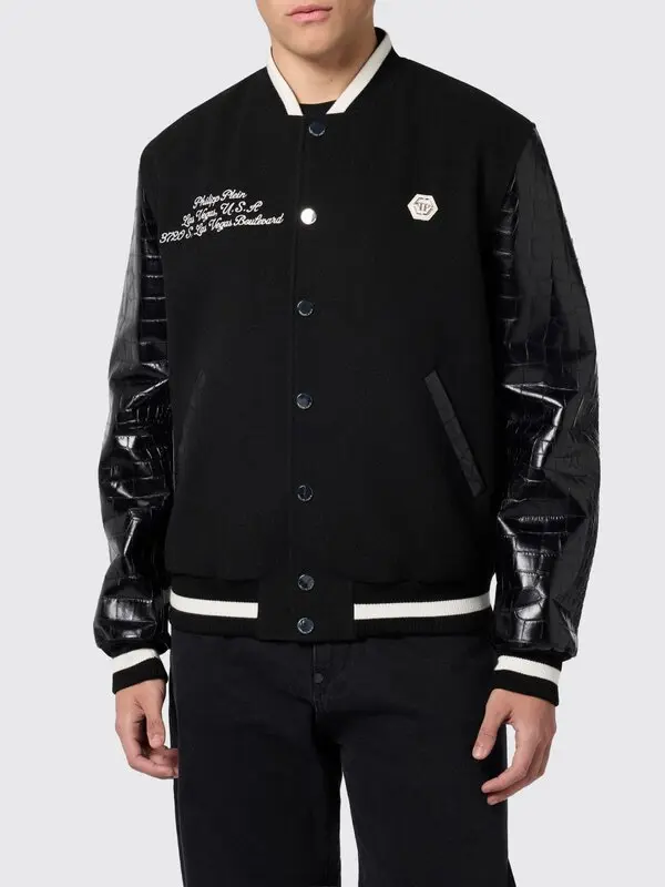 Philipp Plein Varsity Jacket With Textured Sleeves