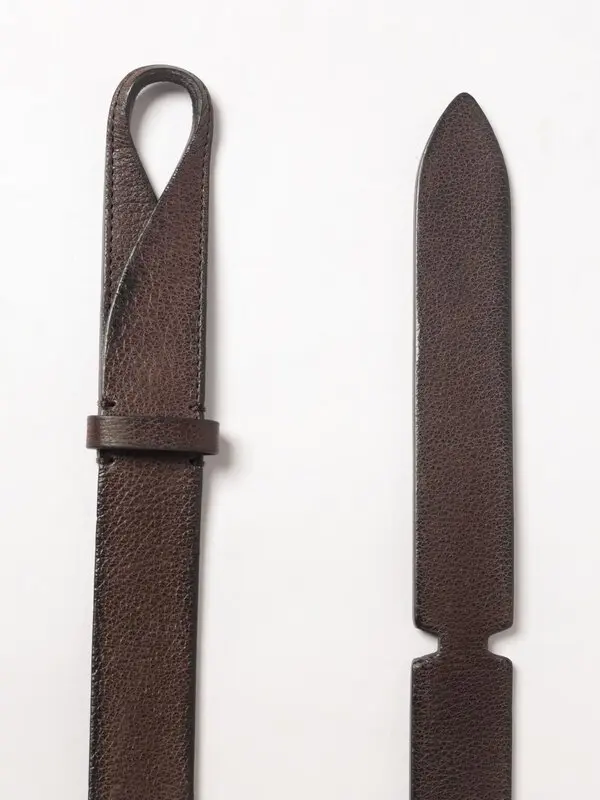 Orciani Nobuckle Grained Leather Belt - Dark