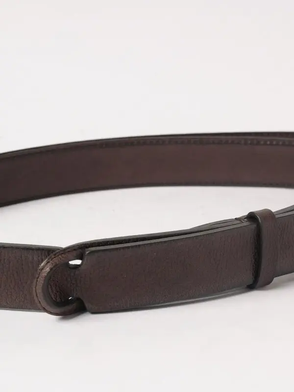 Orciani Nobuckle Grained Leather Belt - Dark