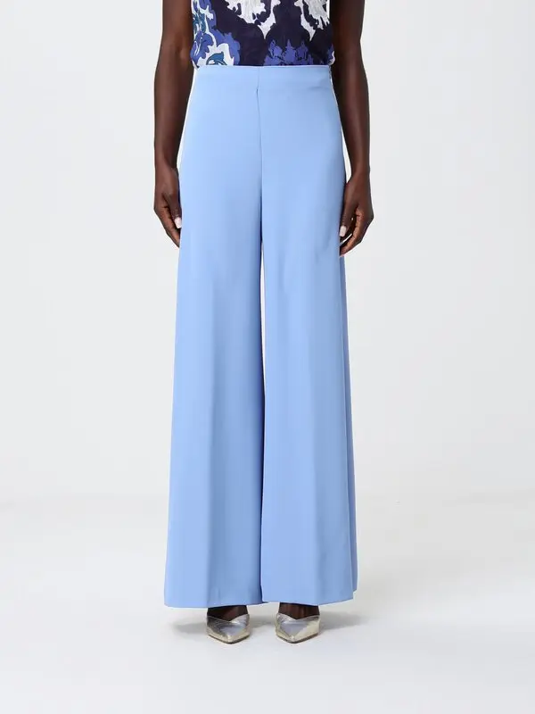 HANITA Crepe Wide-leg Trousers - Gnawed Blue