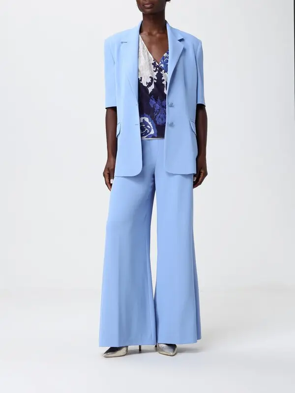 HANITA Crepe Wide-leg Trousers - Gnawed Blue